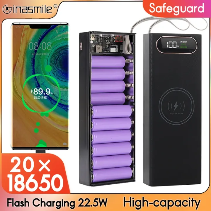 No Welding DIY Detachable 20x 18650 Batteries Power Bank Case Super ...