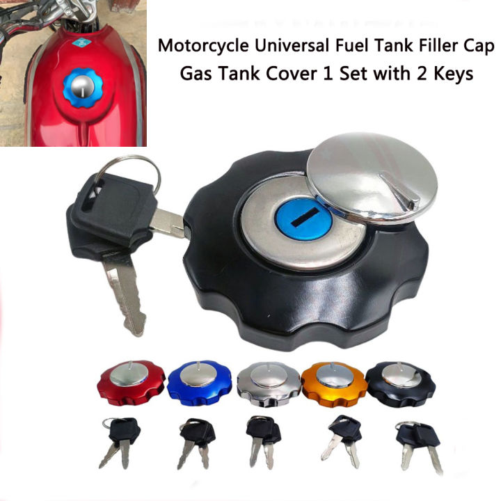 Motorcycle Universal Fuel Tank Filler cap Gas Tank Cover 1 Set with 2 ...