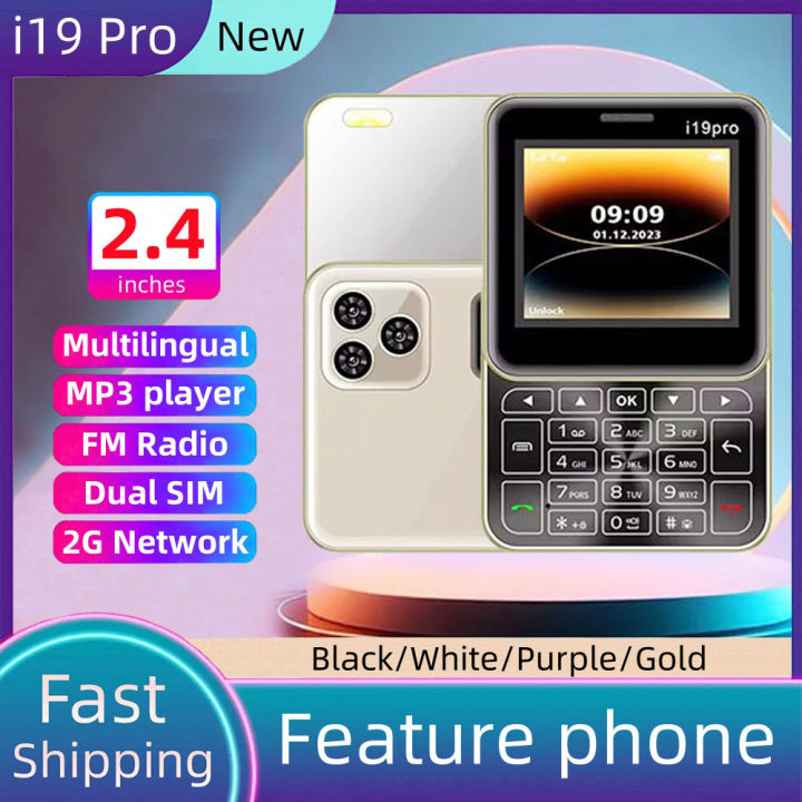 New I19 Pro Square Slide Button Mini Mobile Phone 2.4inch Dual SIM GSM Camera FM Bluetooth ...