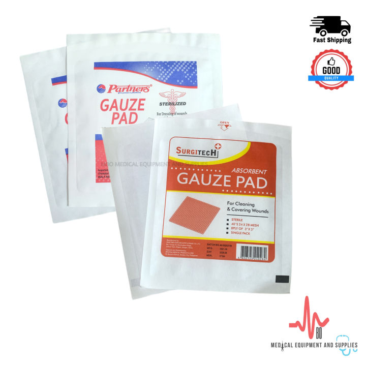 Sterile Gauze Pad 2x2, 3x3, 4x4 (Partners/Surgitech) - 5pcs/10pcs ...
