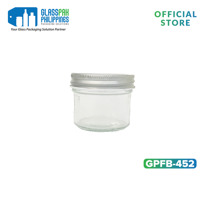 Glasspak 100ml 180ml 220ml 320ml Round Glass Jar Aluminum Silver Safety Button Lid Empty Food ...