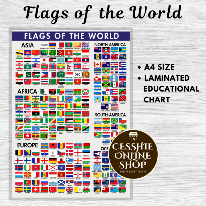 LAMINATED FLAGS OF THE WORLD CHARTS | A4 SIZE CHARTS | EDUCATIONAL ...