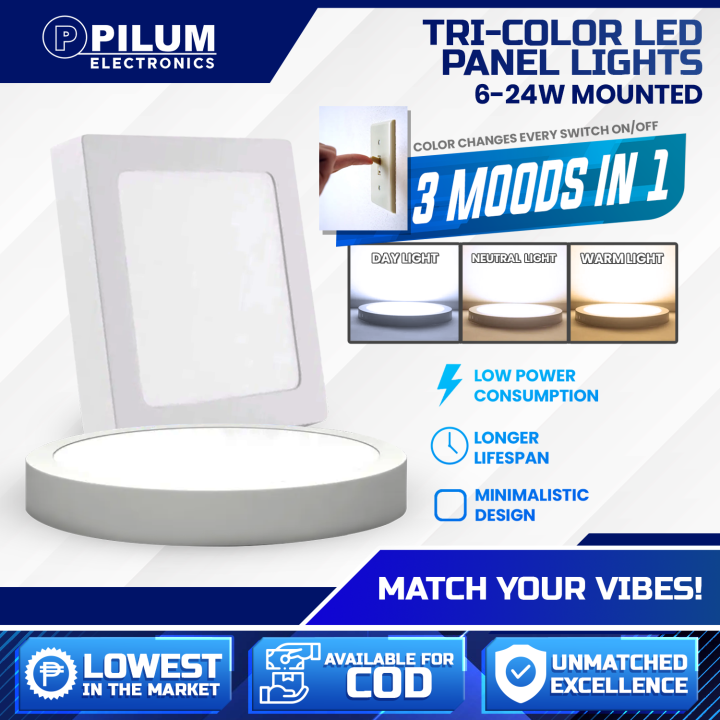 PILUM LED Tri-color Mounted 6W 12W 18W 24W - Round Square, Down Light ...