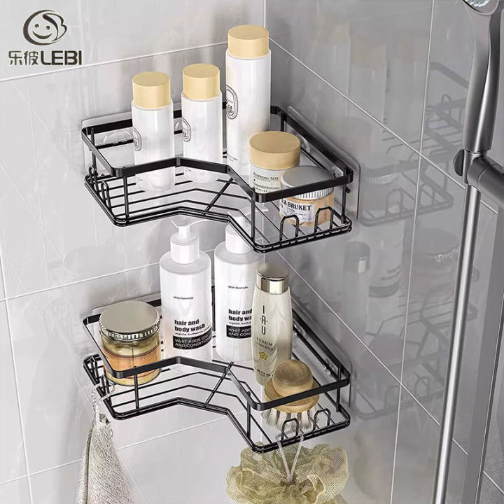LEBI【จัดส่งฟรี】ชนิดแขวนผนังติดผนังห้องน้ำห้องครัวตะกร้าใส่ของชั้นเก็บ ...