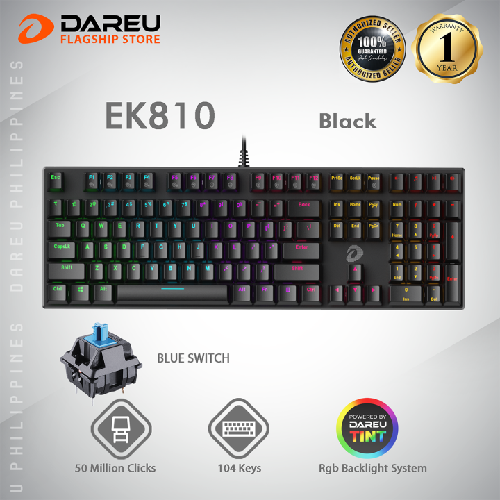 DAREU EK810 Black Borderless Mechanical Keyboard 108 Keys/ Mechanical ...