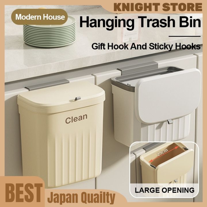 12L Wall Mounted Hanging Trash Can with Cover Garbage Bin Reduce Odor ...