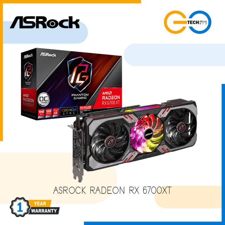 Asrock AMD Radeon RX 6700XT Phantom Gaming D 12Gb OC Video Graphics ...