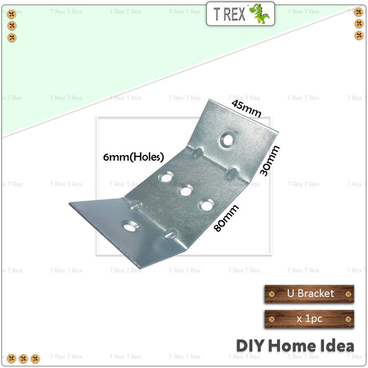 T Rex DIY 45mm x 30mm x 80mm Furniture Corner Bracket / U Bracket / L ...