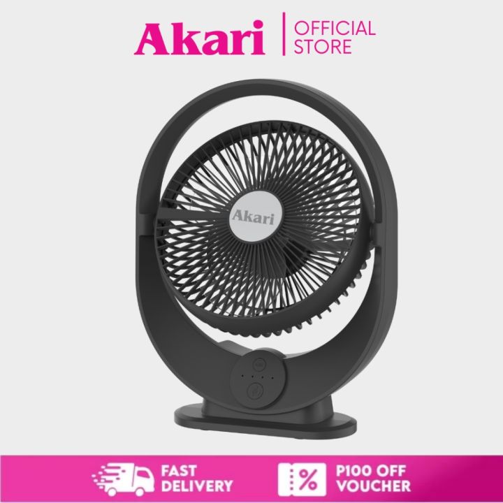 Akari 8 Rechargeable Elliptical Fan w/ LED Light (ARF-8068) | Lazada PH