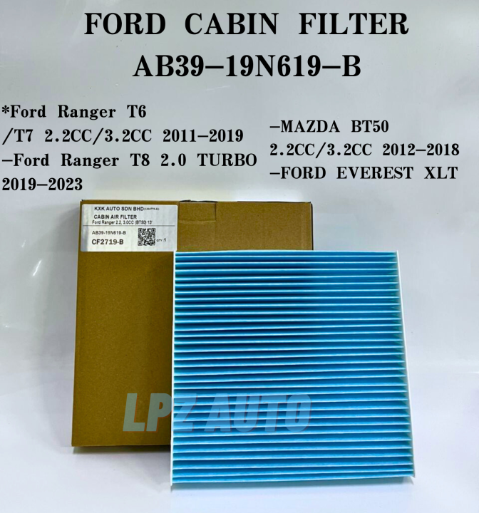 FORD RANGER T6 T7 2.2 3.2 XLT MAZDA BT50 BLUE CABIN FILTER AIRCOND AB39 ...