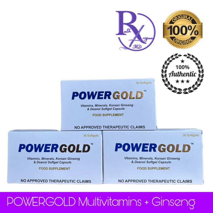 POWERGOLD Vitamins, Minerals, Korean Ginseng & Deanol Soft Gel Capsule ...