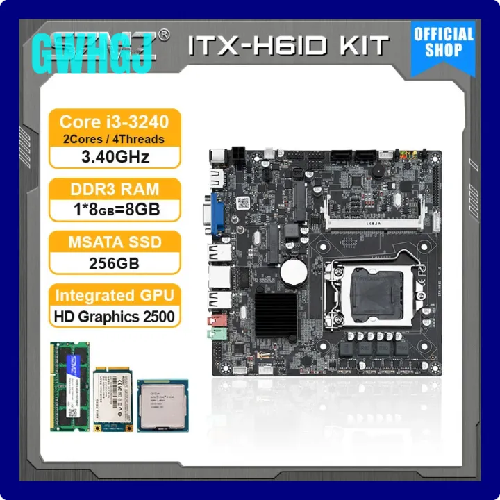 GWHGJ SZMZ ITX H61 mini PC Kit with core i3 3240 CPU + DDR3 RAM 8GB ...