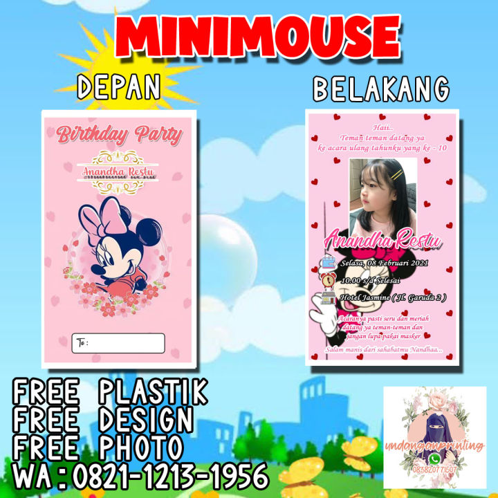 Undangan Karakter micky mouse ( 100 PCS / 50 PCS / 30 PCS/ 20 PCS / 10 ...