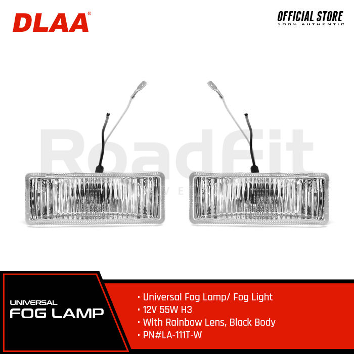 DLAA Genuine Rectangular Universal Fog Lamp / Fog Light With Rainbow Lens, Black Body, H58 x W97 ...
