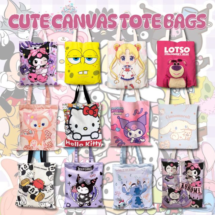 Cartoon Anime Canvas Tote Bag Women Student Shoulder Bag Aesthetic ...