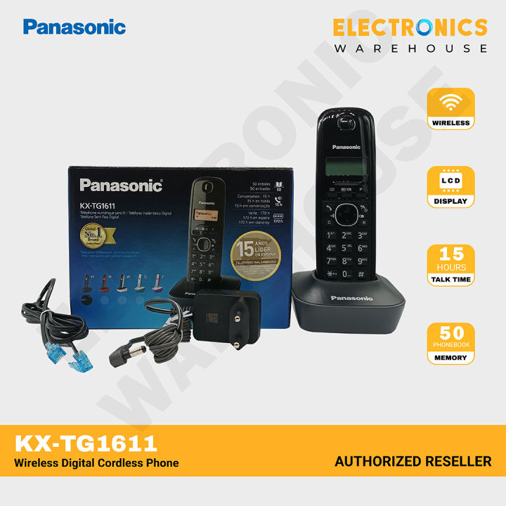 Panasonic KX-TG1611 Wireless Digital Cordless Phone with 1 Handset (Black) | Lazada PH