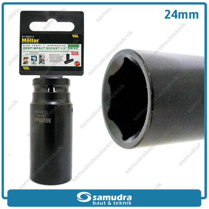 Mata Sok Panjang MOLLAR 24 mm Deep Wall Impact Wrench Sock Socket 1/2 ...