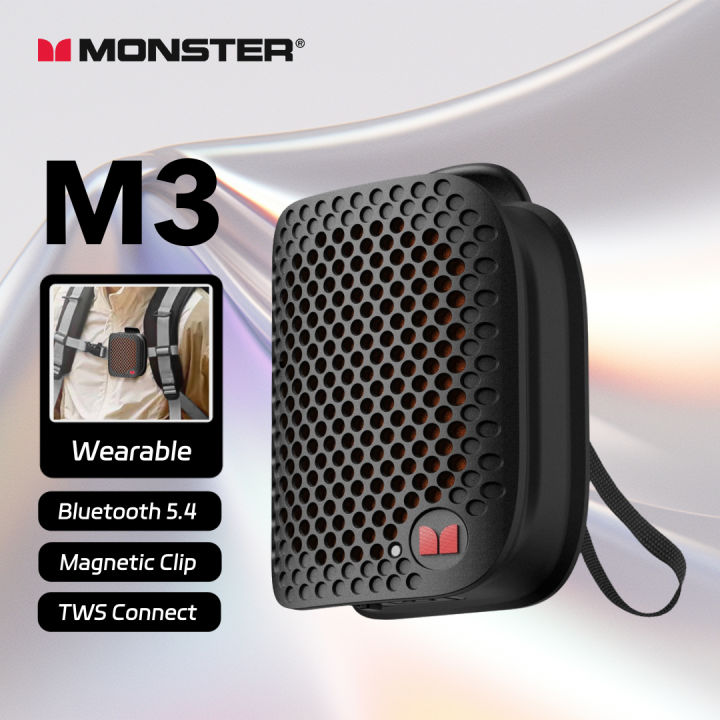 Monster Wearable Portable Bluetooth Speaker Magnetic Clip-On Bluetooth ...