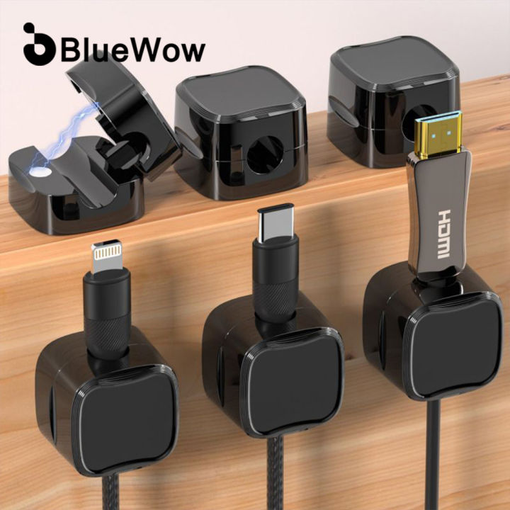 BlueWow Magnetic Cable Clips Cable Smooth Adjustable Cord Holder Under ...