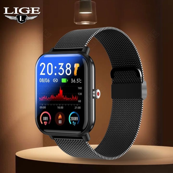 LIGE Men Smart Watch Ladies Full Touch Screen Sports Fitness Watch IP67 ...