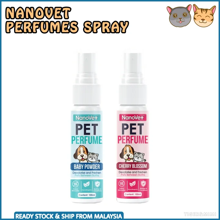 Tiger & Mimi Nanovet Pet Perfume Spray 100ML Cat Dog Baby Powder Cherry ...