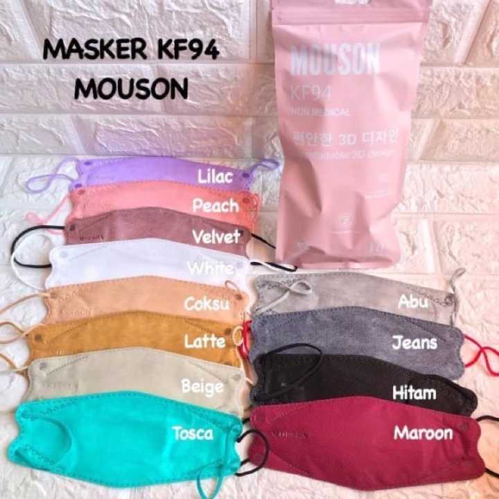 MASKER 4PLY KF94 MOUSON / EARLOOP KF 94 PUTIH ABU JEANS TERMURAH ...