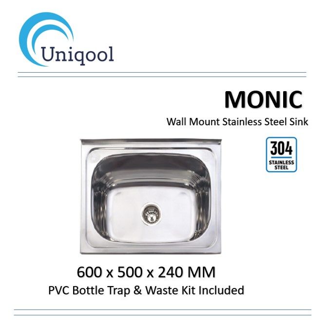 MONIC 600MM Stainless Steel Wall Mount Kitchen Sink | Lazada Singapore