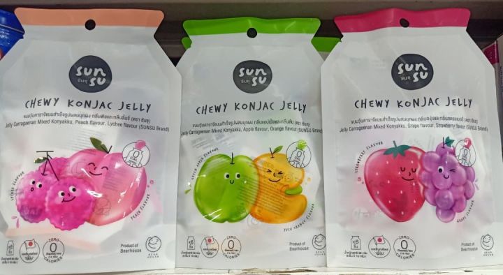 Sunsu ซันซุ เยลลี่ผสมบุกหอมอร่อย เจลลี่บุก0 แคลลอรี่ ขนมวุ้นคาราจีแบบสำเร็จรูปผสมบุก Jelly ขนมยก ...