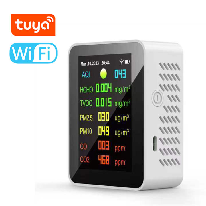 【Customizable】 Tuya Wifi Portable Air Quality Meter 7in1 Pm2.5 Pm10 Co2 ...