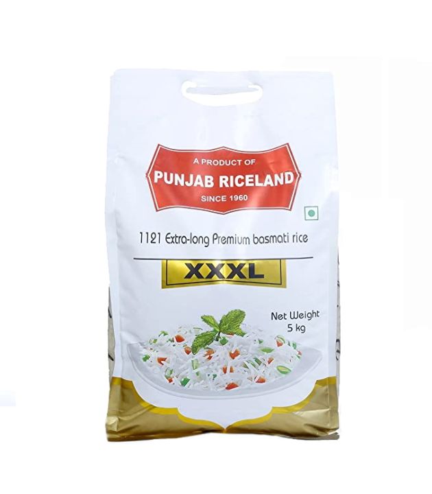 Punjab Riceland Basmati Rice XXXL 5kg Extra Long Grains, Highest ...