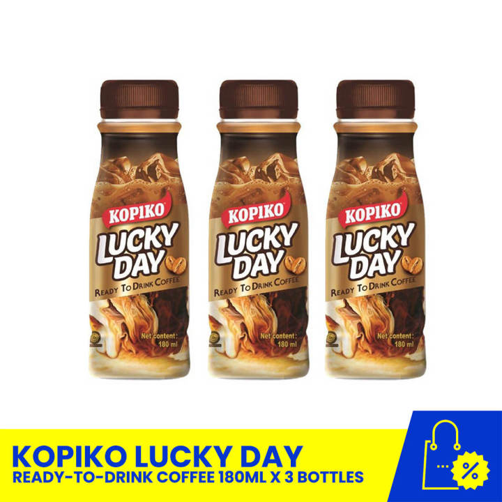 KOPIKO Lucky Day Ready-to-Drink Coffee 180ml x 3 bottles, breakfast ...