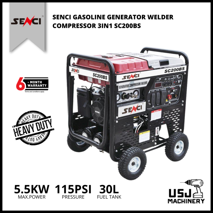 SENCI Gasoline Generator Welder Compressor SC200BS | 6 Months Warranty ...