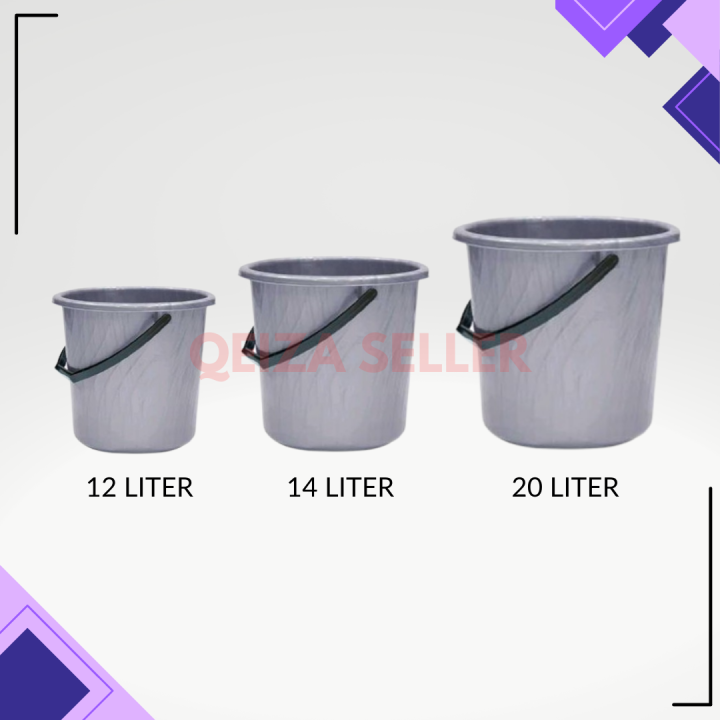 Ember Plastik Silver Tebal Cuci Mandi Tampung Air 12 14 20 Liter ...