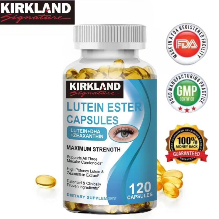 KIRKLAND Lutein Capsules with Vitamin E & Zeaxanthin for Relieve Eye Fatigue, Dry Eyes, Supports ...