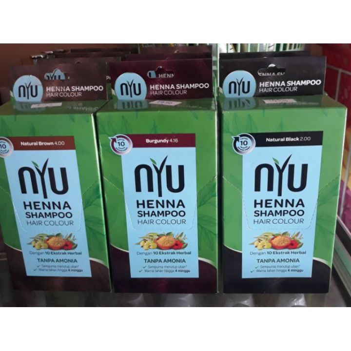 NYU Henna Shampoo Hair Colour 1 Box isi 4 Sachet 20ml | Lazada Indonesia