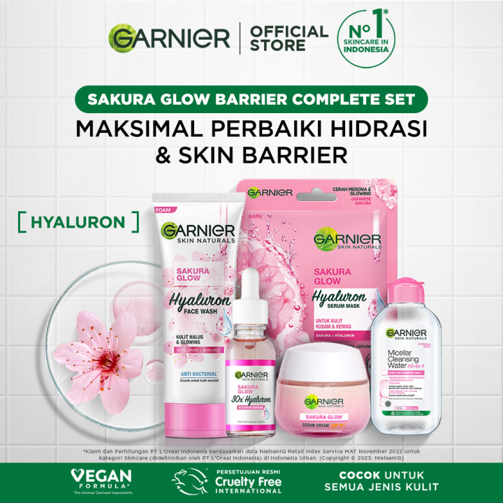 (BEST SELLER) Garnier Sakura Glow Full Regimen (Rangkaian Lengkap Untuk ...