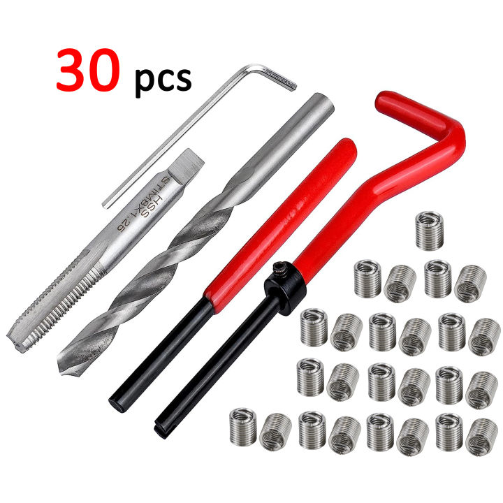 30PCS Metric Thread Repair Insert Kit M6 M8 Helicoil Car Pro Coil Tool ...