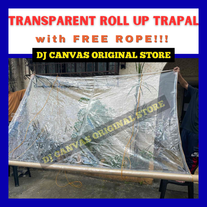 4FT X 6FT TRANSPARENT ROLL UP TRAPAL LONA TARPAULIN CANVAS WITH ROPE ...