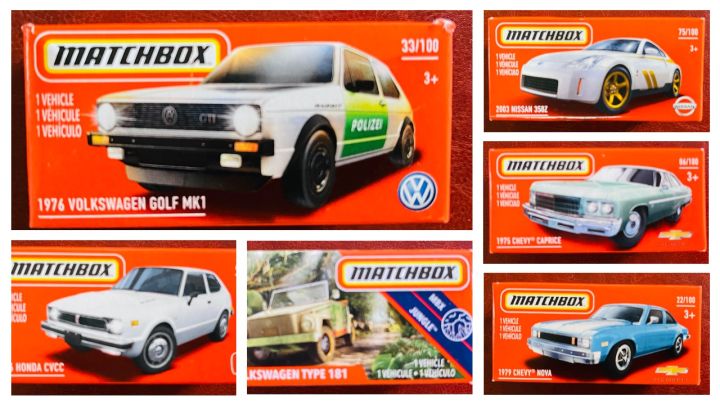 Matchbox - Power Grab Set 2 - VW Type Chevy Caprice,Honda CVCC,VW Golf ...