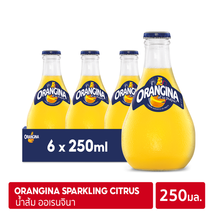 Orangina 250ml x 6 | ออเรนจินา เครื่องดื่มกลิ่นส้มผสมโซดา ขนาด 250 มล. ...
