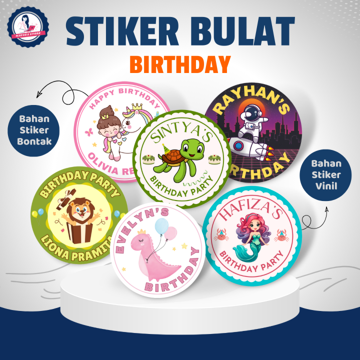 Custom stiker bulat birthday ulang tahun / label makanan souvenir ...