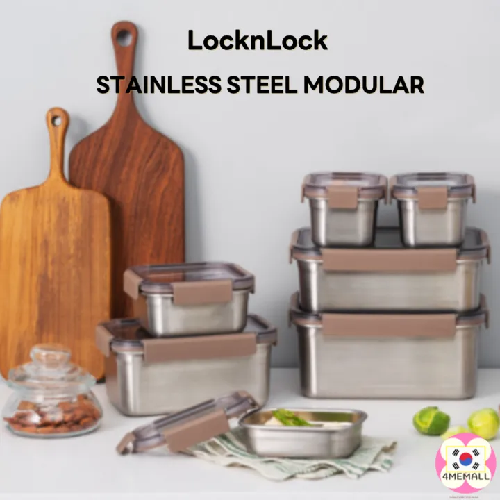 LocknLock Stainless Steel Modular Stainless Steel Airtight Container ...