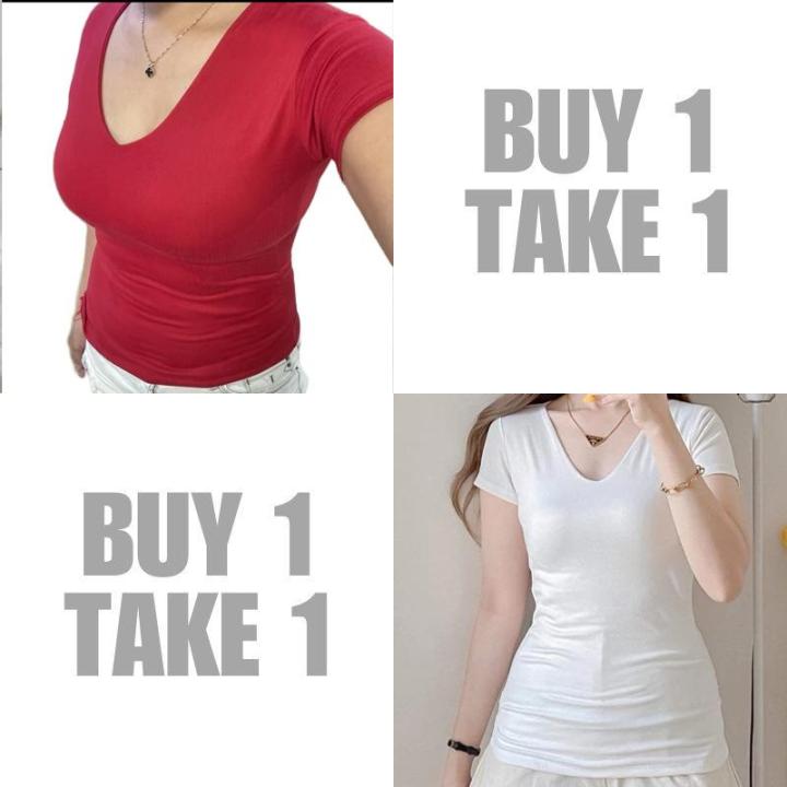 Buy 1 take 1 V neck Double Lining Full length Body Hugging Tops | Lazada PH