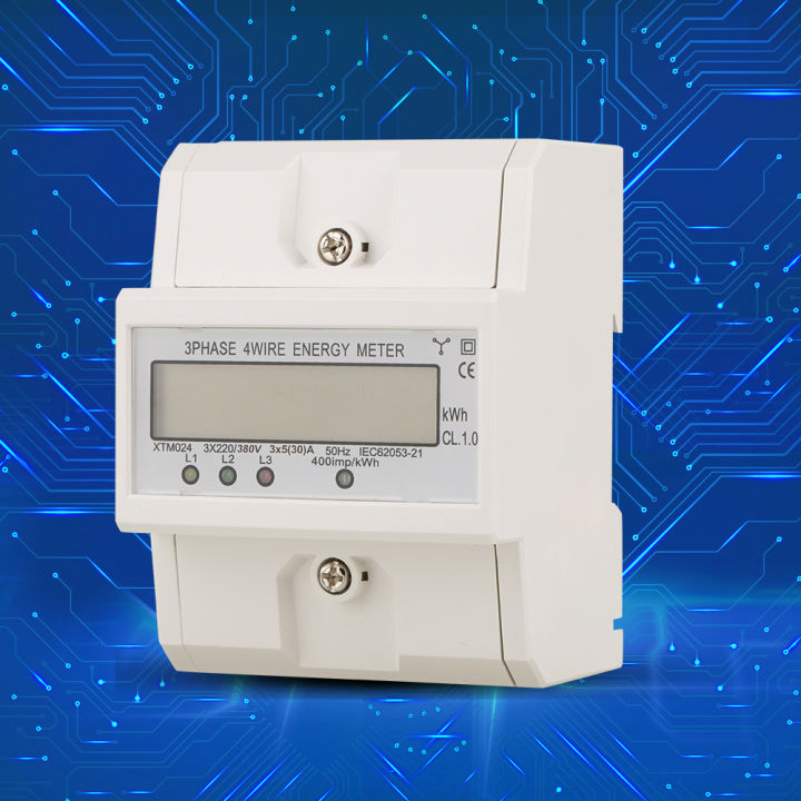 Din Rail Energy Meter 3 Phase Electric Meter LCD Backlight Display for ...