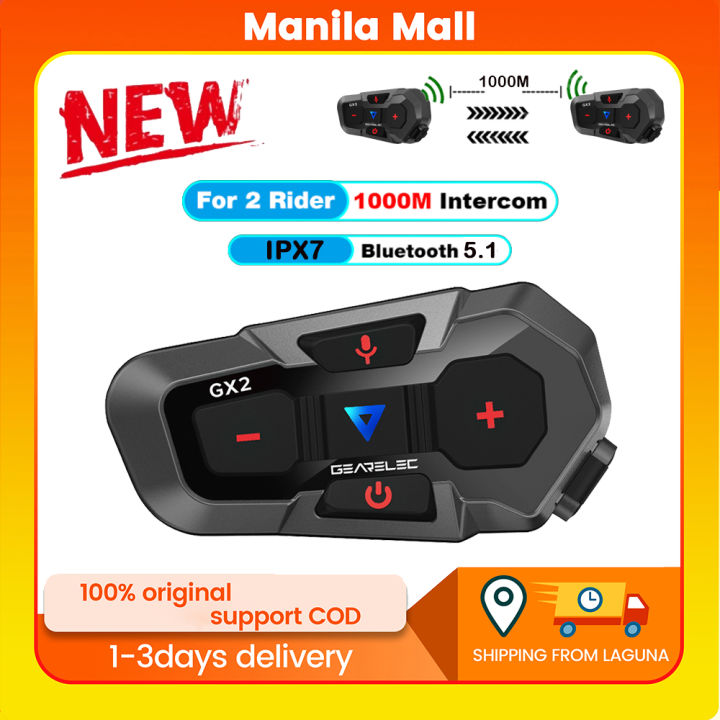 GEARELEC GX2 Intercom Motorcycle Helmet Intercom Bluetooth Headset BT5 ...