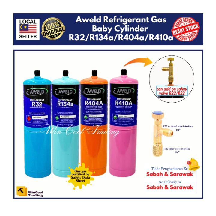 Original Aweld Refrigerant Gas Baby Cylinder R32/R134a/R404a/R410a for Air-Conditioning | Lazada