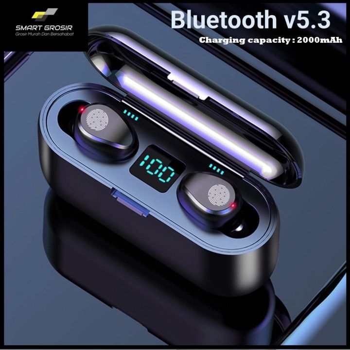 Headset Bluetooth TWS F9 Earphone Bluetooth HiFi Stereo Wireless ...