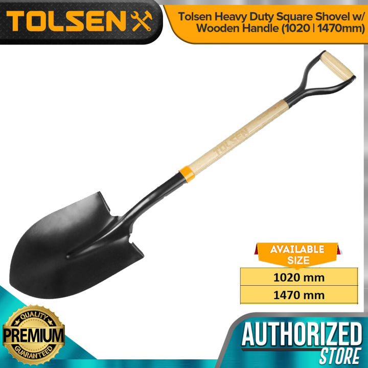 Tolsen Heavy Duty Pointed Shovel w/ Wooden Handle (1020mm | 1470mm ...