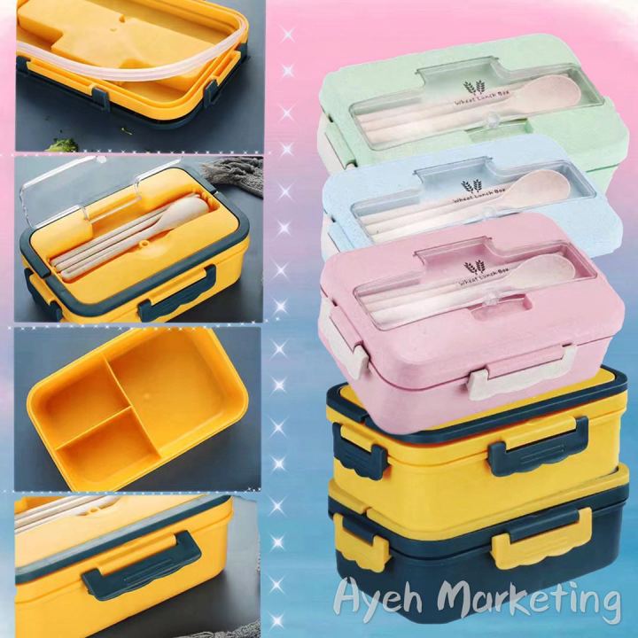 Microwavable Lunch Box 1000ml / 1500ml with Spoon and Chopsticks (-20 Degrees - 120 Degrees ...