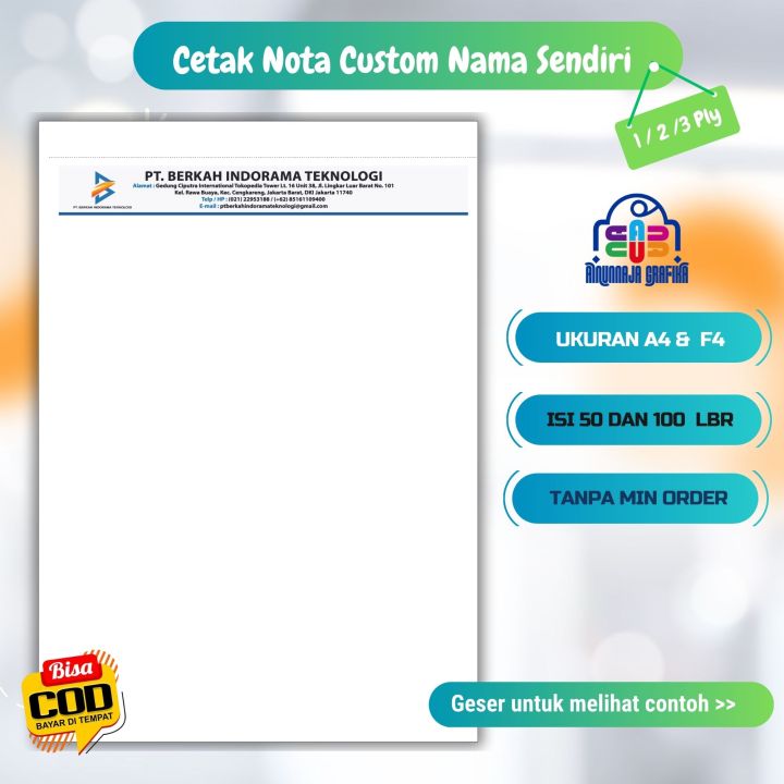 nota custom, nota custom ukuran FOLIO | Lazada Indonesia